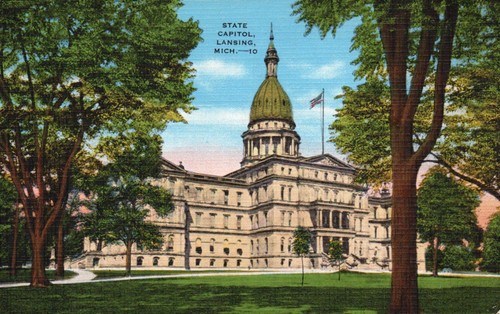 Postcard MI Lansing Michigan State Capitol Linen Unposted Vintage PC ...
