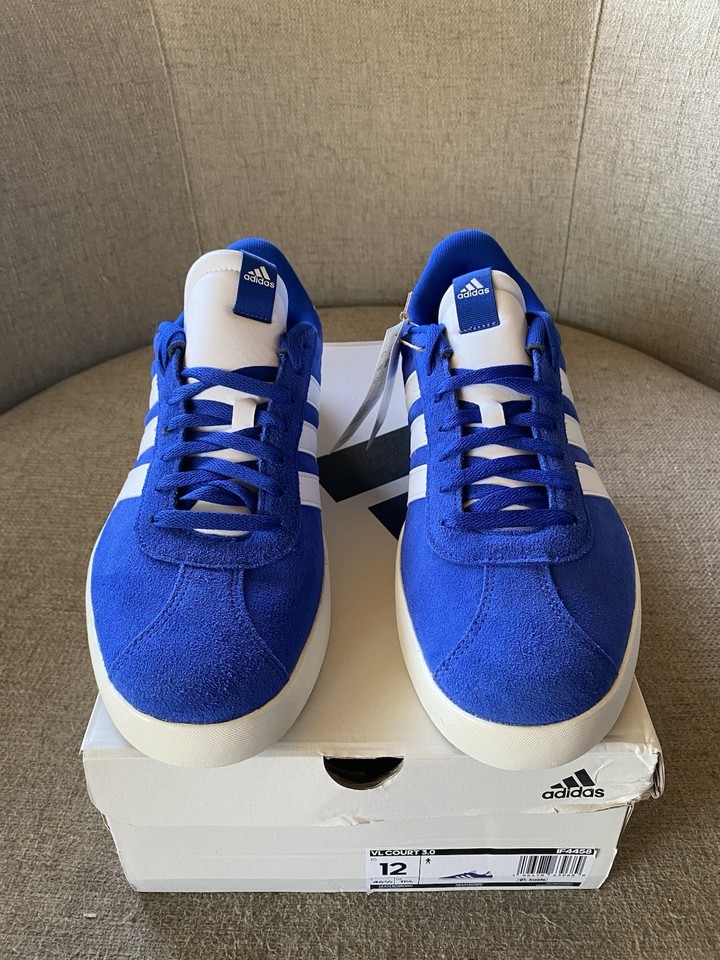 Adidas Mens 11 Royal Blue White VL Court 3.0 Suede Shoes IF4458 New | eBay