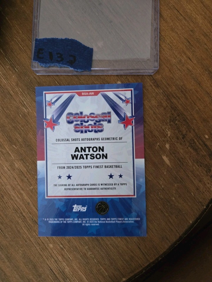 2024-25 Topps Finest Anton Watson Colossal Shots RC Auto Blue Geo /99 # ...