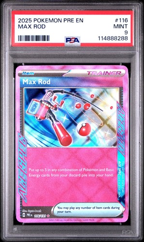 2025 Pokémon Pre EN-Prismatic Evolutions Max Rod Card #116 PSA Mint 9 ...