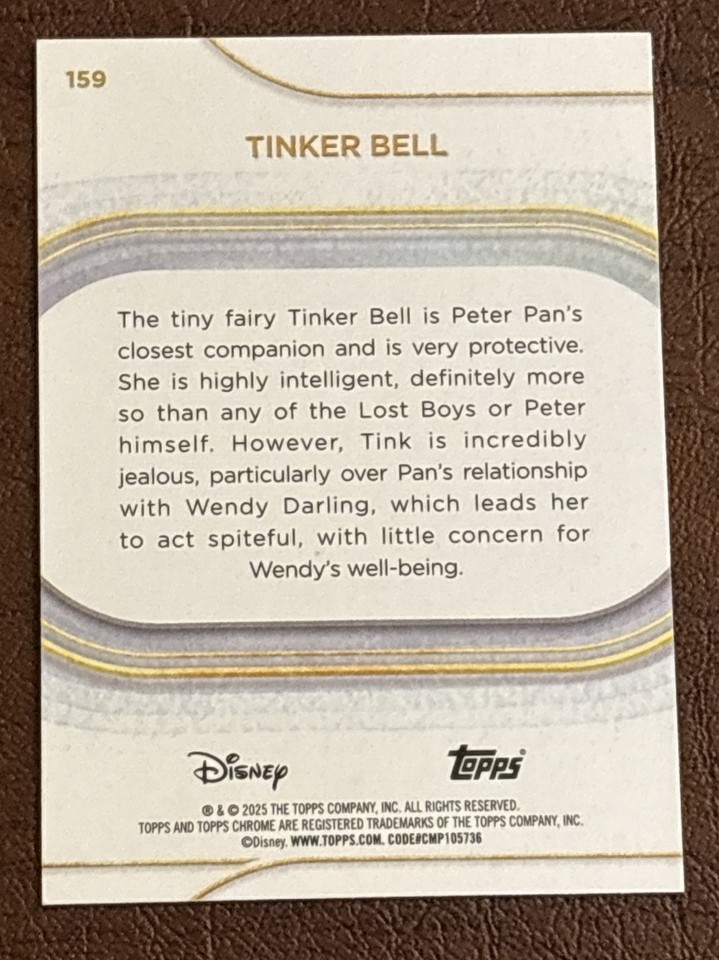 2025 Topps Chrome Disney TINKER BELL card 159 Teal Refractor /299 Peter ...