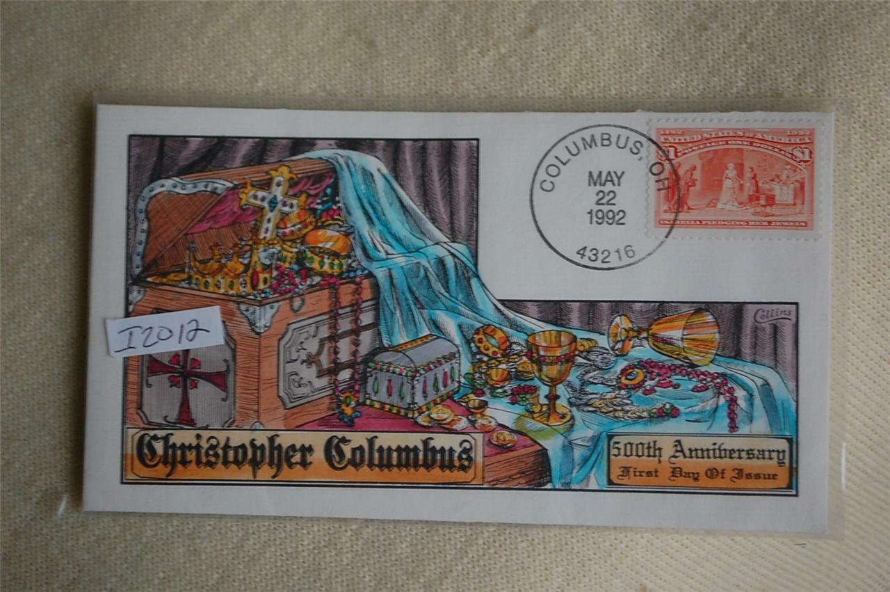 Columbian SS Isabella Pledges Jewels $1 FDC Handpainted Collins#I2012 ...