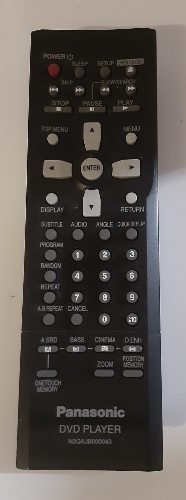 Panasonic EUR7617010 DVD Remote Control DVDRP62 DVDRV22 DVD-RV27 DVD ...