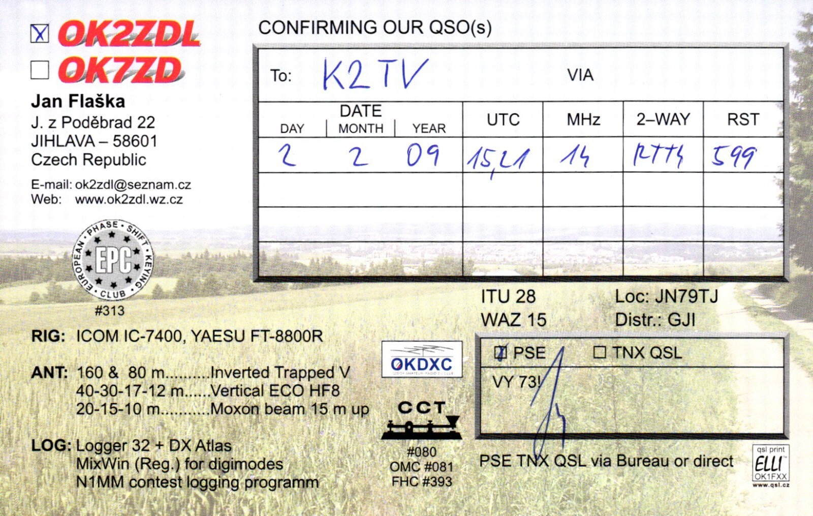 Jihlava Czechoslovakia OK7ZD OK2ZDL QSL Radio Postcard | eBay