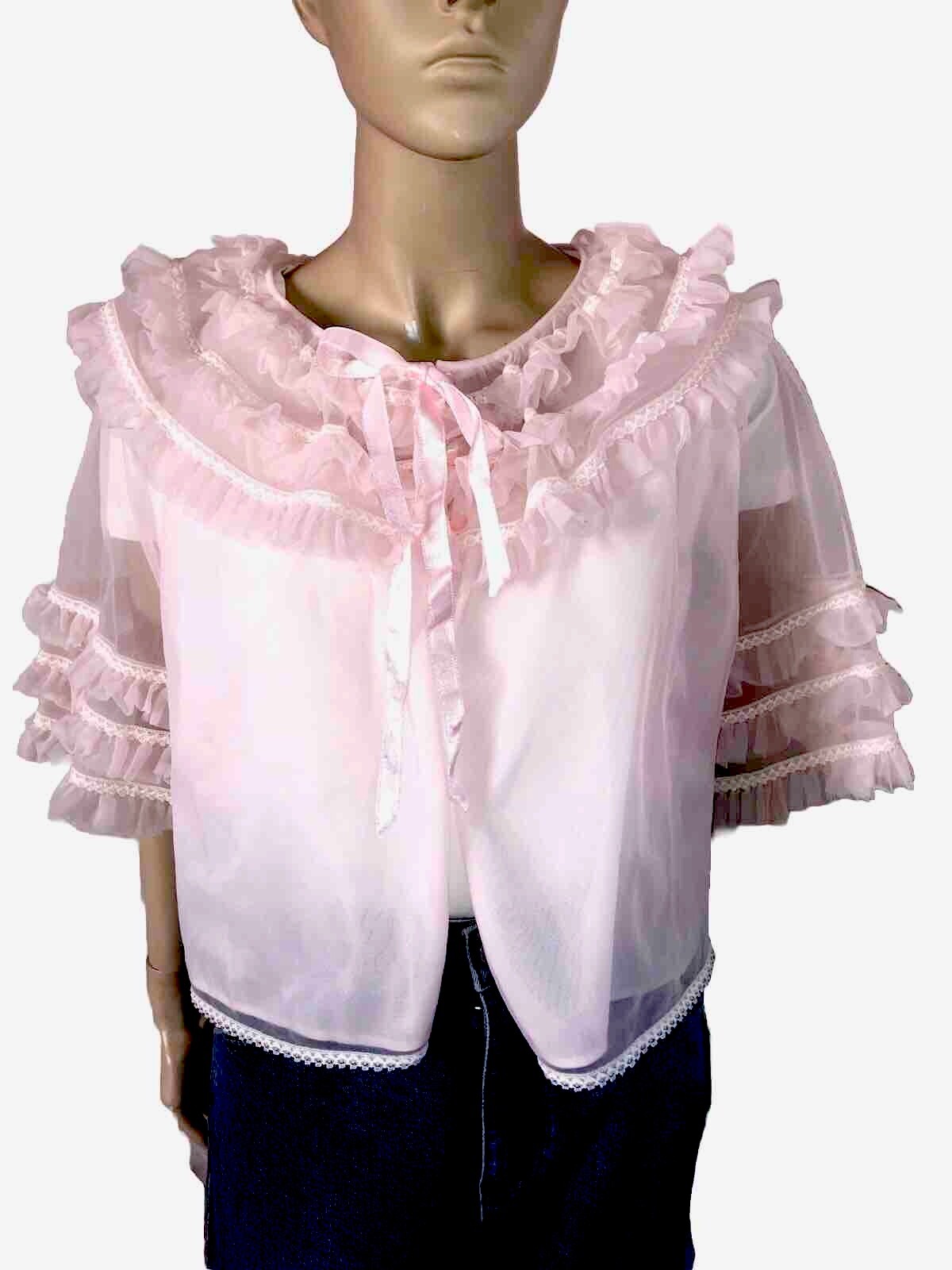 Vintage Coquette OSTI (Australia) Pink bed jacket fri… - Gem