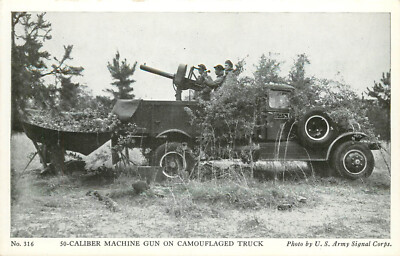 WWII Postcard 50 Caliber Machine Gun Mounted on Camouflaged Truck No ...