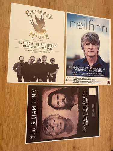 CROWDED HOUSE/NEIL FINN CONCERT/GIG POSTERS - COLLECTION x 3 SCOTTISH ...
