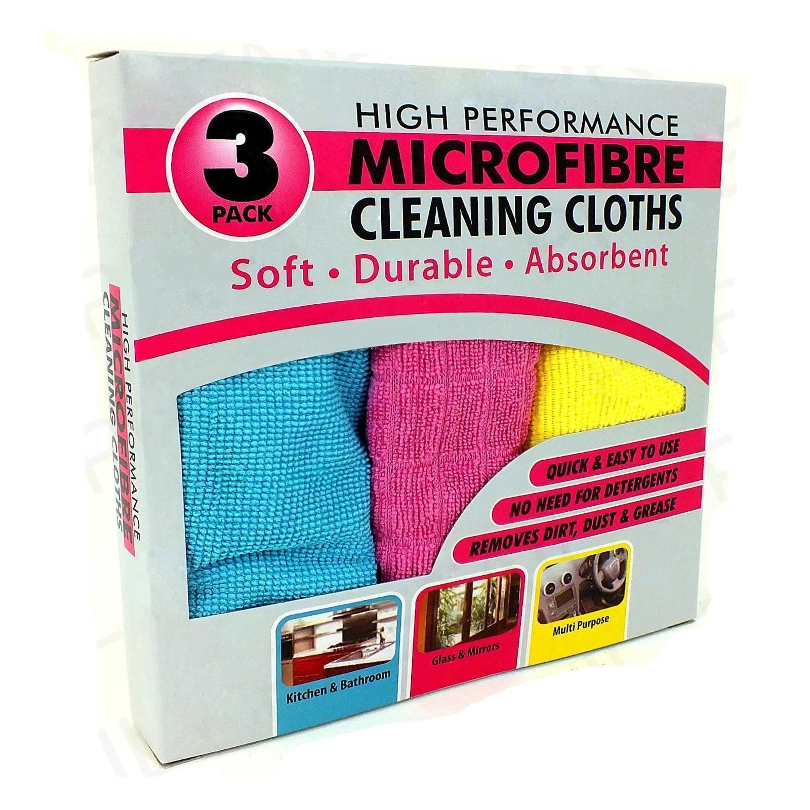 High Performance Microfibre Cleaning Cloths Multi Purpose 3 Pack | eBay