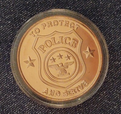 (1) 1 OZ .999 Fine Copper Police To Protect And Serve round BU Great ...