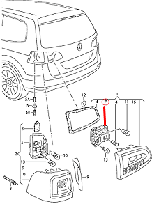 VW SHARAN 7N Inner Right Tail Light Carrier Bulb 7N0945260A | eBay ...