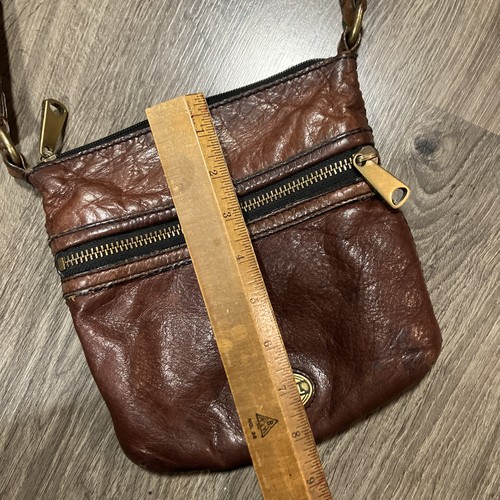 Fossil Brown Leather Explorer Mini Crossbody Handbag Purse Bag Square ...