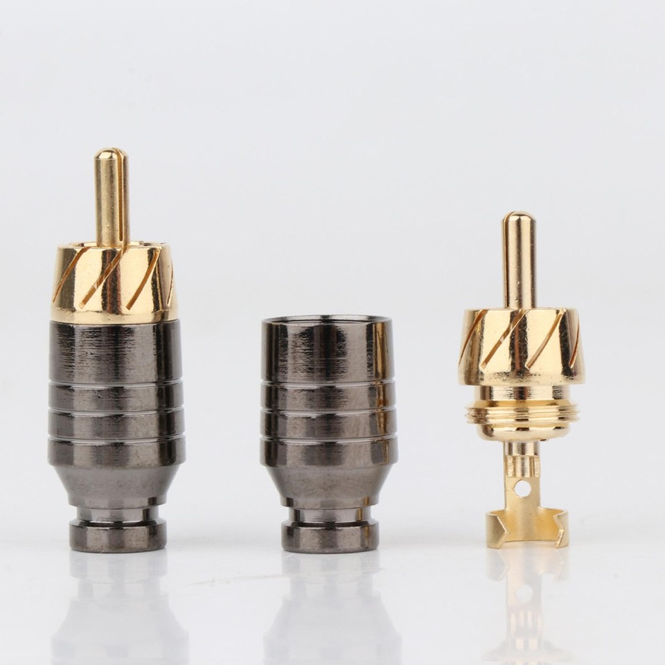 4pcs Copper RCA Plug Gold Plated Audio Video Adapter Connector C | eBay