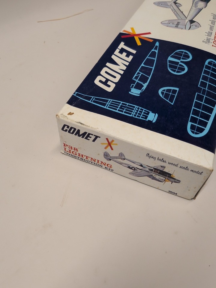 COMET 3504 LOCKHEED P-38 LIGHTNING Balsa Wood Airplane Kit New Open Box ...
