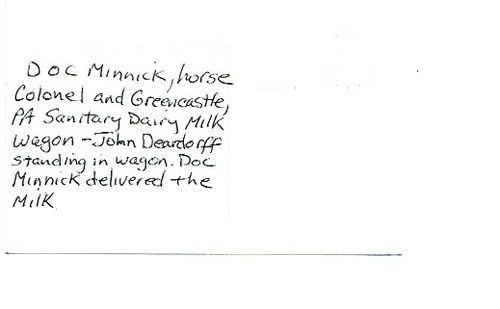 RPPC DOC MINNICK,HORSE COLONEL & GREENCASTLE (PA) SANITARY DAIRY MILK ...
