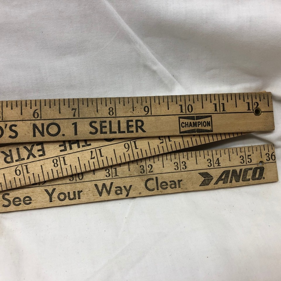 Vintage Tri-Folding Wood Yard Stick Champion | eBay