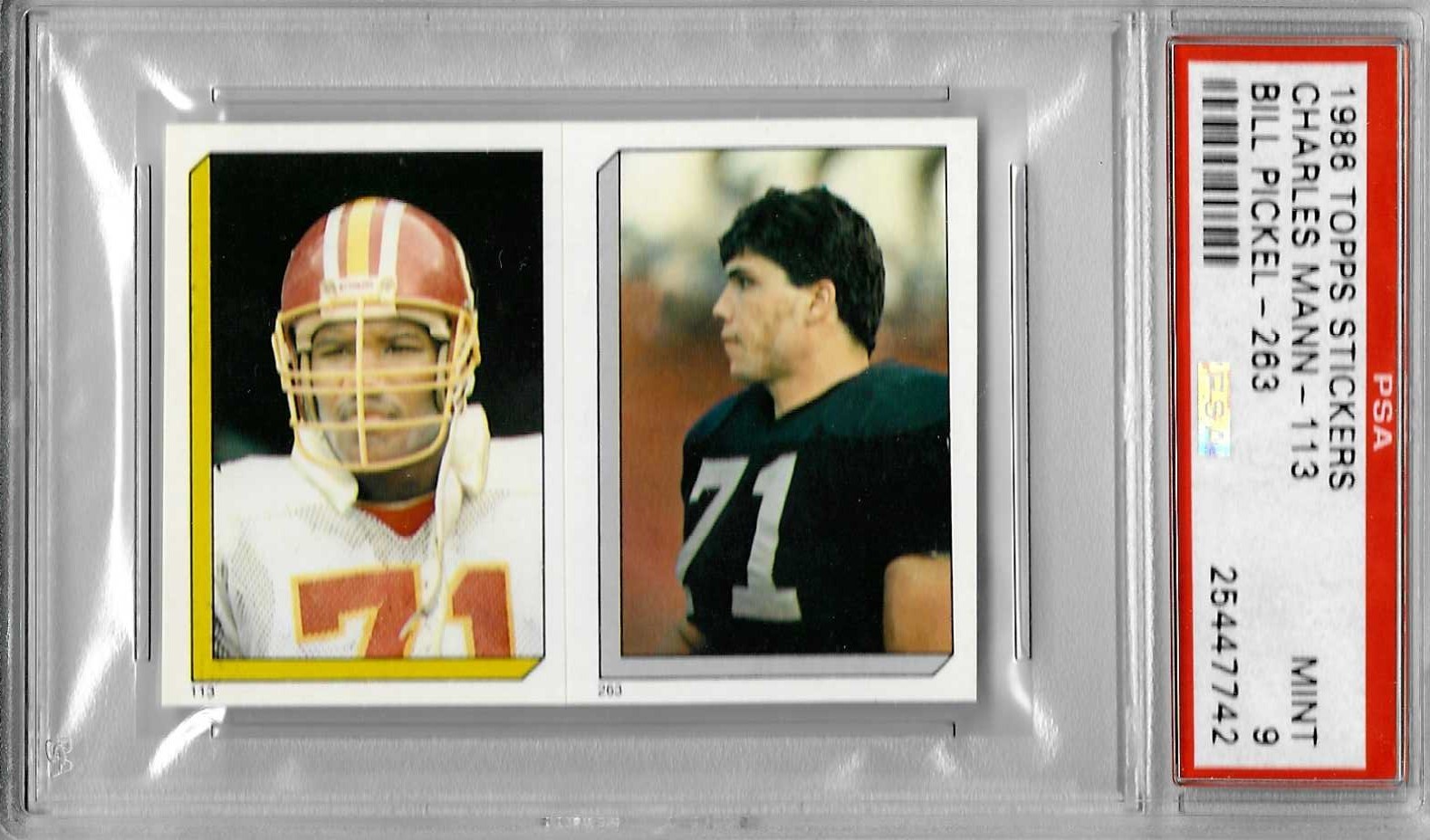 1986 Topps Stickers #113 Charles MANN (RC); #263 Bill PICKEL - PSA 9 ...