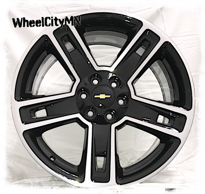 22" gloss black machine 2016 Chevy Suburban LTZ OE replica 5664 wheels ...