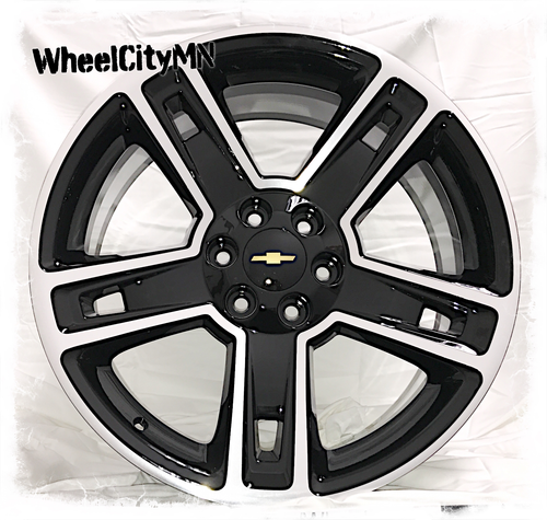 22" gloss black machine 2016 Chevy Suburban LTZ OE replica 5664 wheels ...