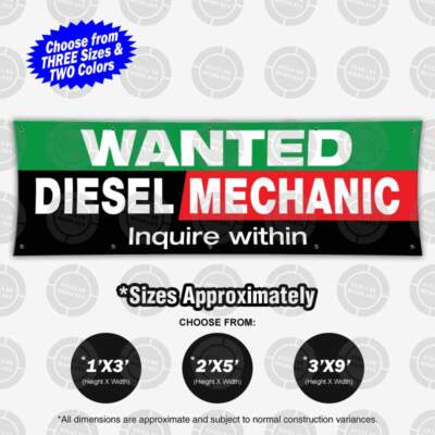 Wanted Diesel Mechanic Banner Hiring Display Technician Sign Employee ...