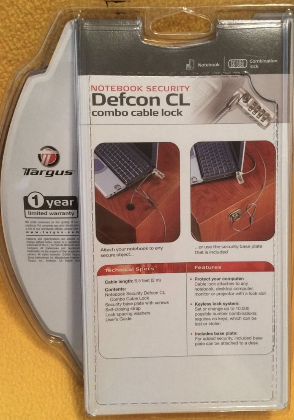 Targus Defcon CL Armor Combination Cable Lock Notebook Security PA410 ...