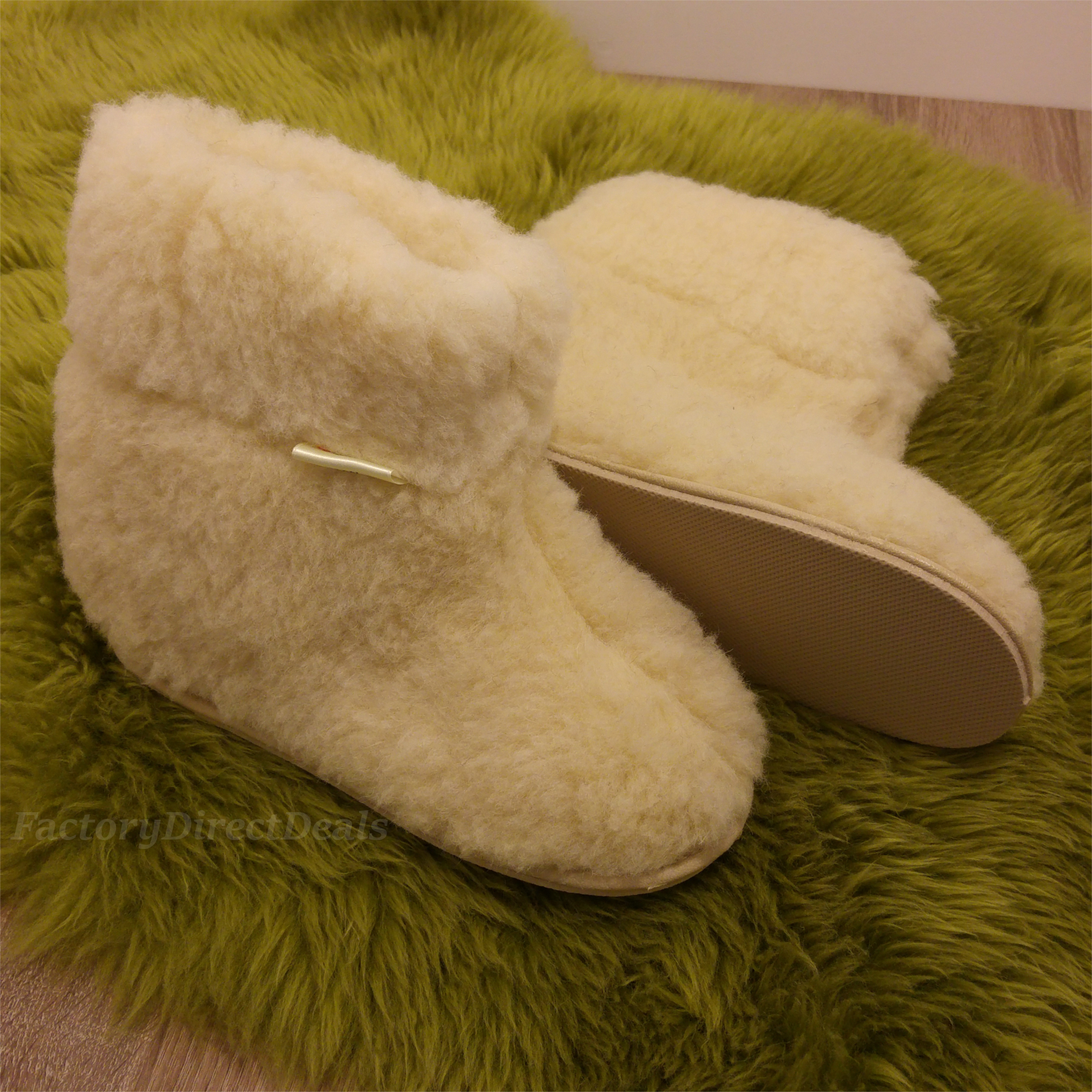 Hard Sole Natural Sheep Wool Boots Cozy Foot Slippers Sheepskin Womens ...
