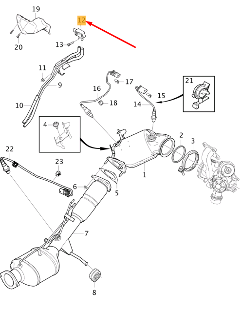 2019 VOLVO XC40 1.5 B3154T Petrol 31697983 DPF Diesel Pressure Sensor ...