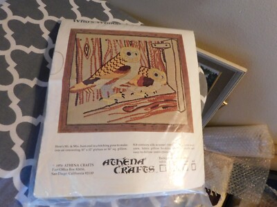 1976 Athena Crafts Crewel Embroidery Kit Who's Whooo Owls Vintage San ...
