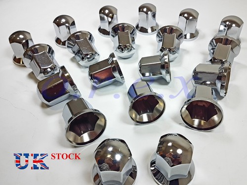 60x 33mm LONG Lux Plastic CHROME Wheel Nut Cover Cap Truck Scania ...