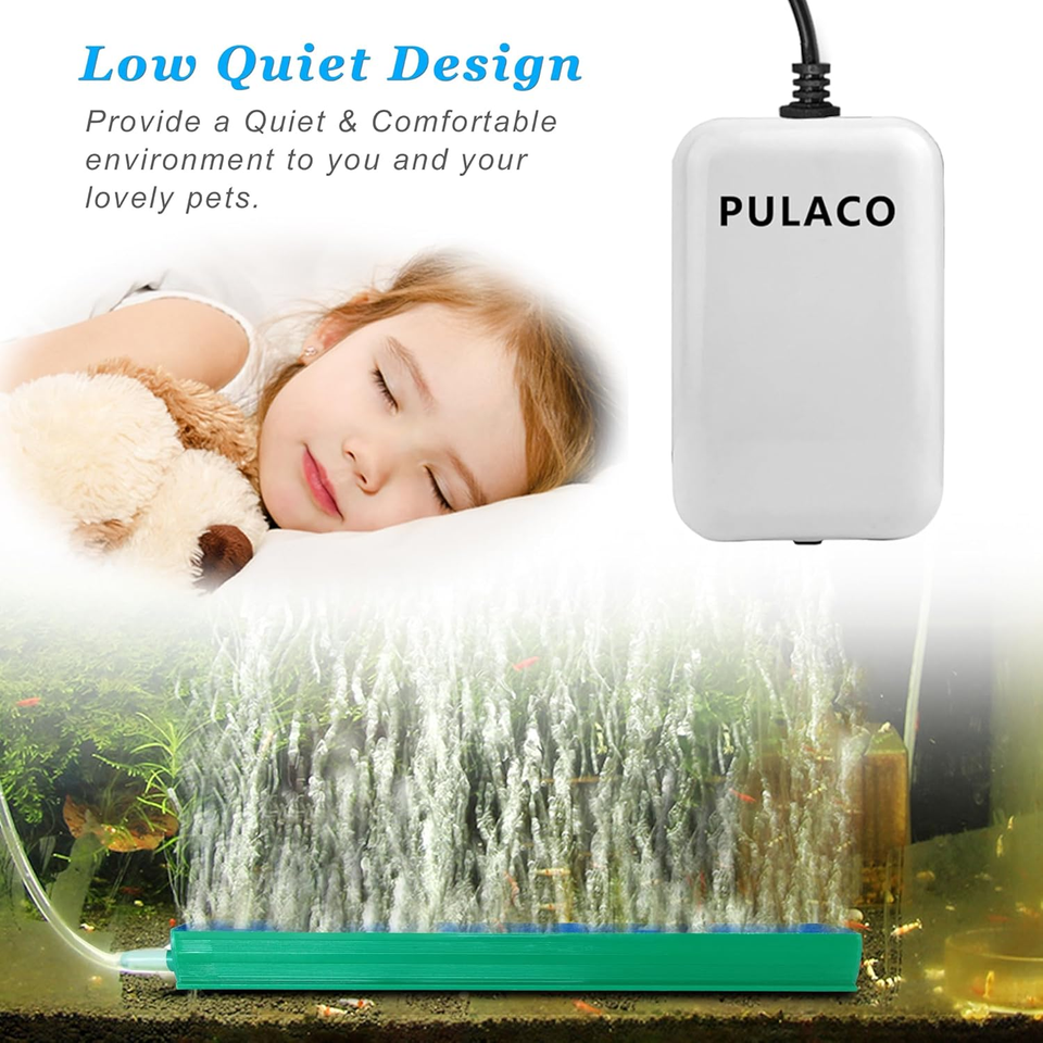 Ultra Quiet Mini Aquarium Fish Tank Air Pump for 1-20 Gallon Fish Bowl ...