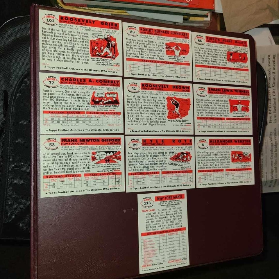 1956 New York Giants TOPPS ARCHIVES TEAM COMPLETE SET OF 10 CARDS 🏈 | eBay