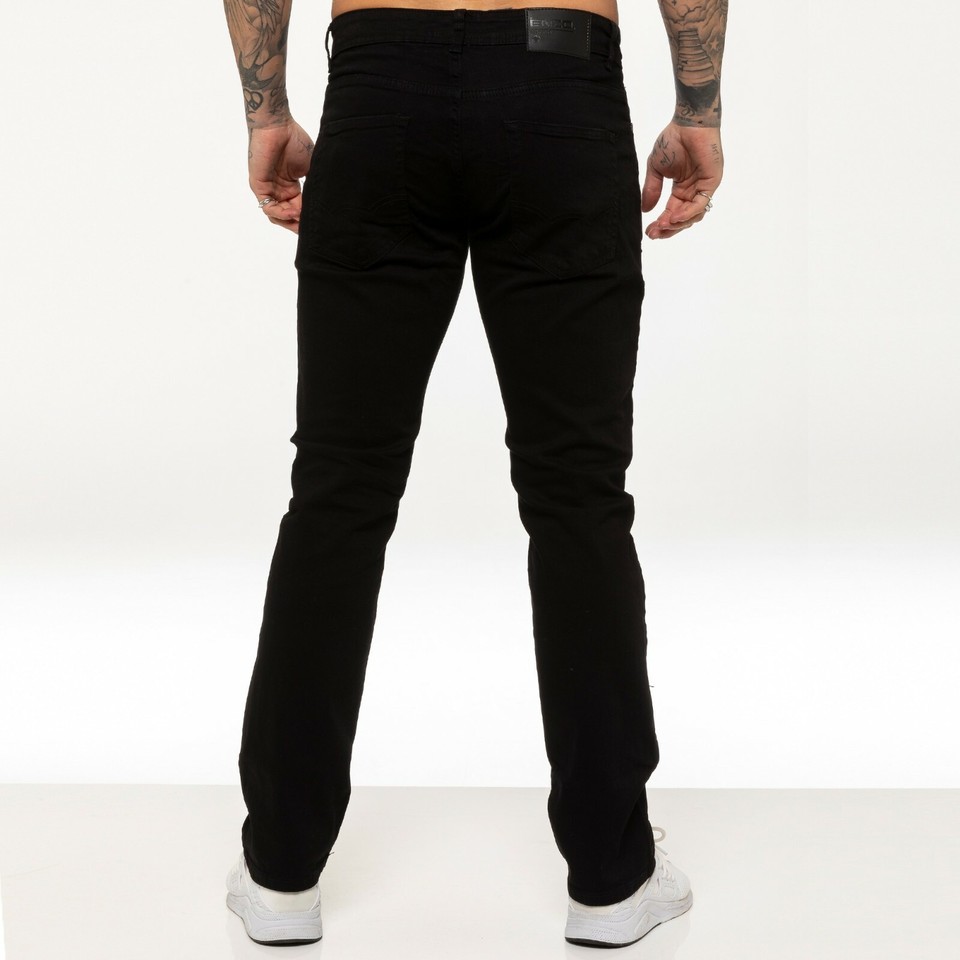 Enzo Mens Jeans Straight Leg Stretch Denim Regular Fit Trousers Pants ...