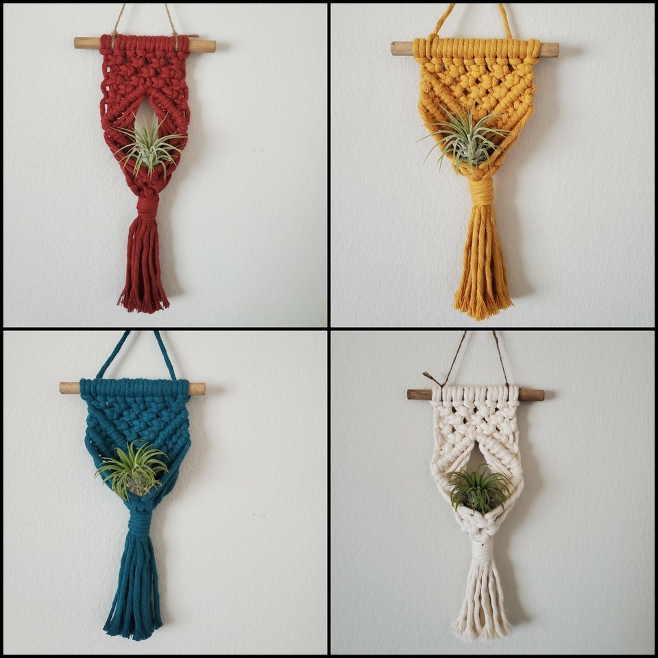 Custom Air plant Macrame hook hanger for air plants, fake plants,made ...