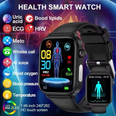 ECG+PPG Medical Grade Smartwatch Bluetooth Call Heart Rate Blood ...