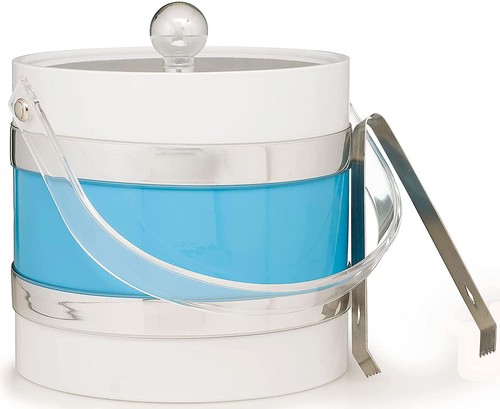 Made in USA Double Walled Turquoise 3-Quart Ice Bucket with Tongs & Lid ...