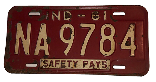 Vintage 1961 INDIANA License Plate NA 9784 | eBay