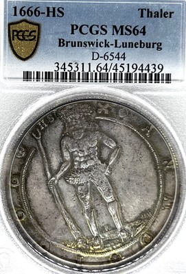 German States Brunswick-Luneburg 1666 Taler Coin Thaler PCGS MS 64 F ...