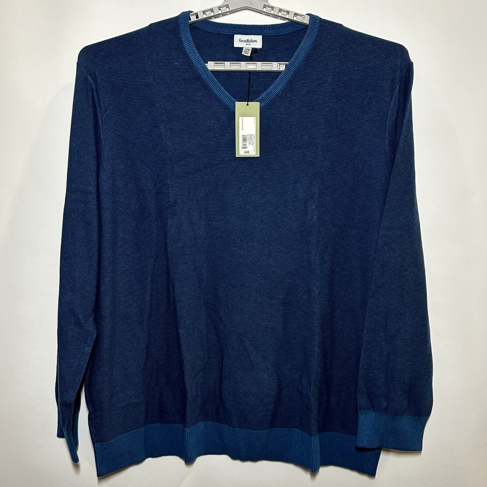 Men's Big & Tall Striped Long Sleeve V-Neck Sweater - Goodfellow & Co ...