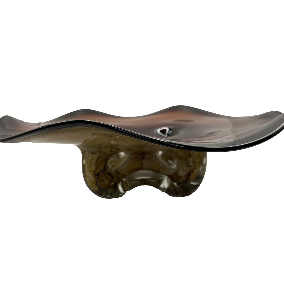 Rare Murano Styled Art Glass Large Crackle Base Plater/Dish | eBay