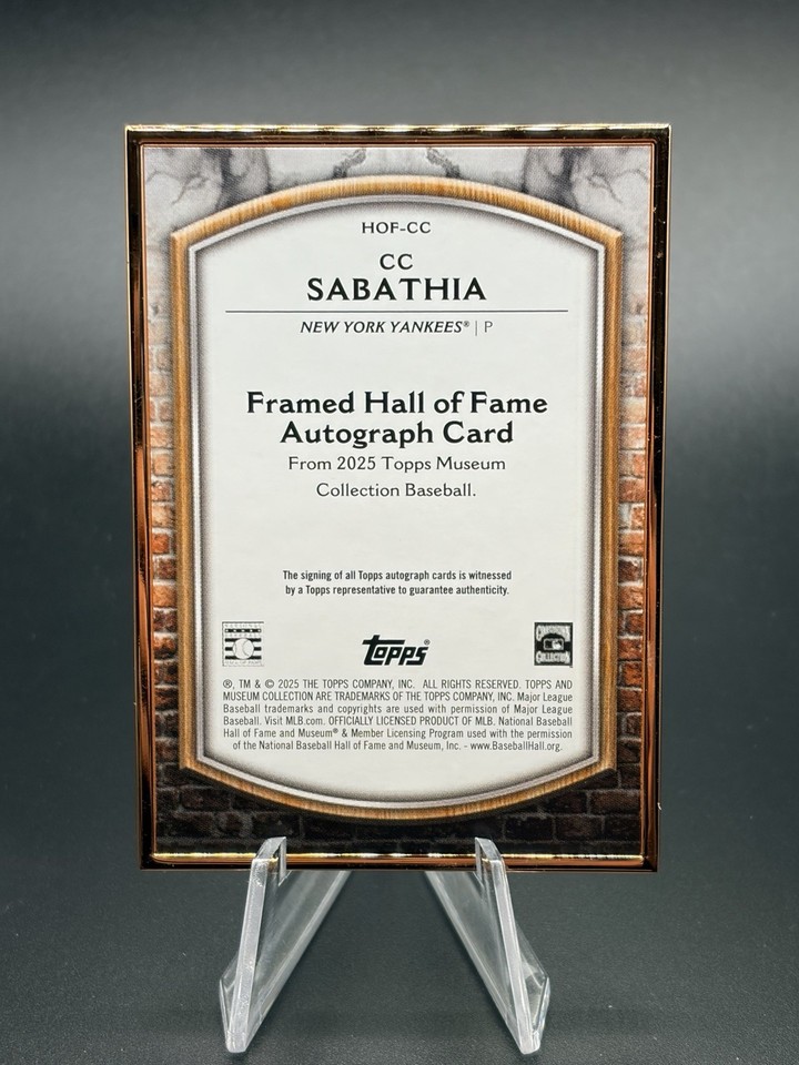 2025 Topps Museum Collection CC Sabathia Framed Hall Of Fame Bronze Ink ...