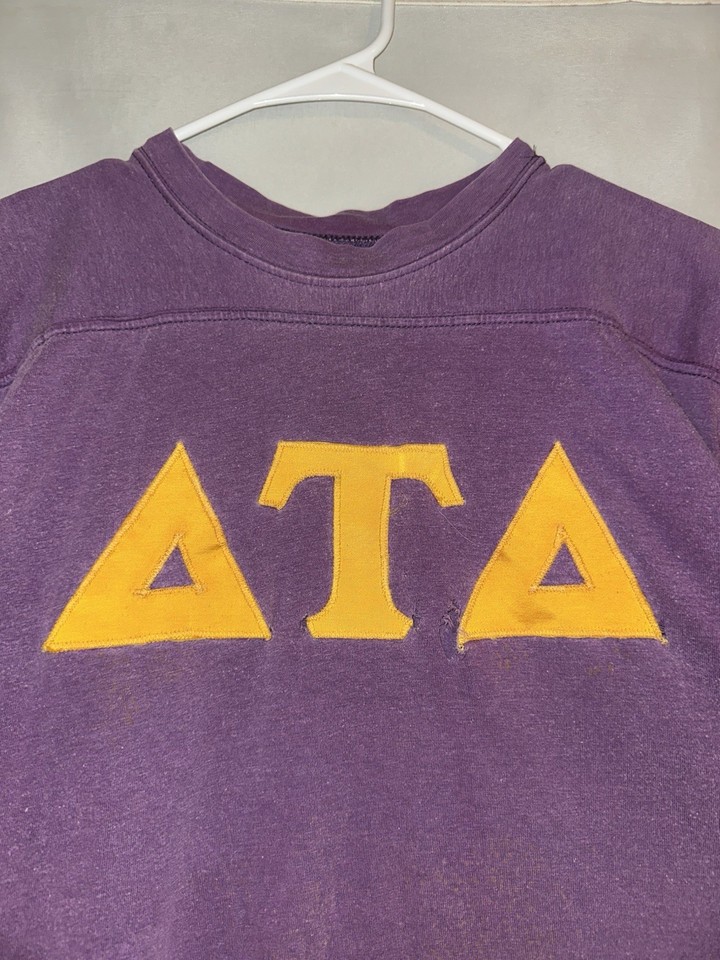 Vintage Russell Athletic Delta Tau Delta T Shirt XL Purple 70s 80s | eBay