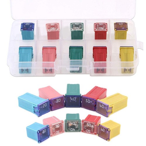 Automotive Square Fuse Set 10x 20A 30A 40A 50A 60A Fuses for Cars and ...