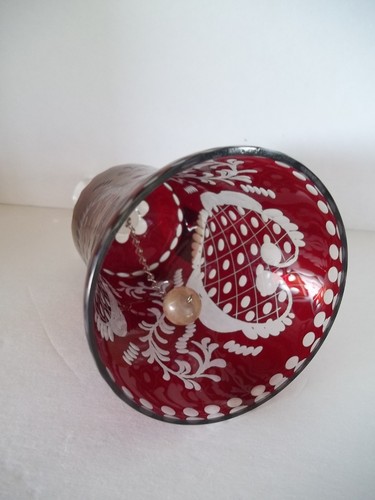 Vintage Glass Ruby Red Bell German Crystal ilmkristall Dot Scroll ...