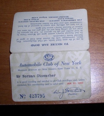 1953 AAA AUTOMOBILE CLUB OF NEW YORK MEMBERSHIP CARD | eBay