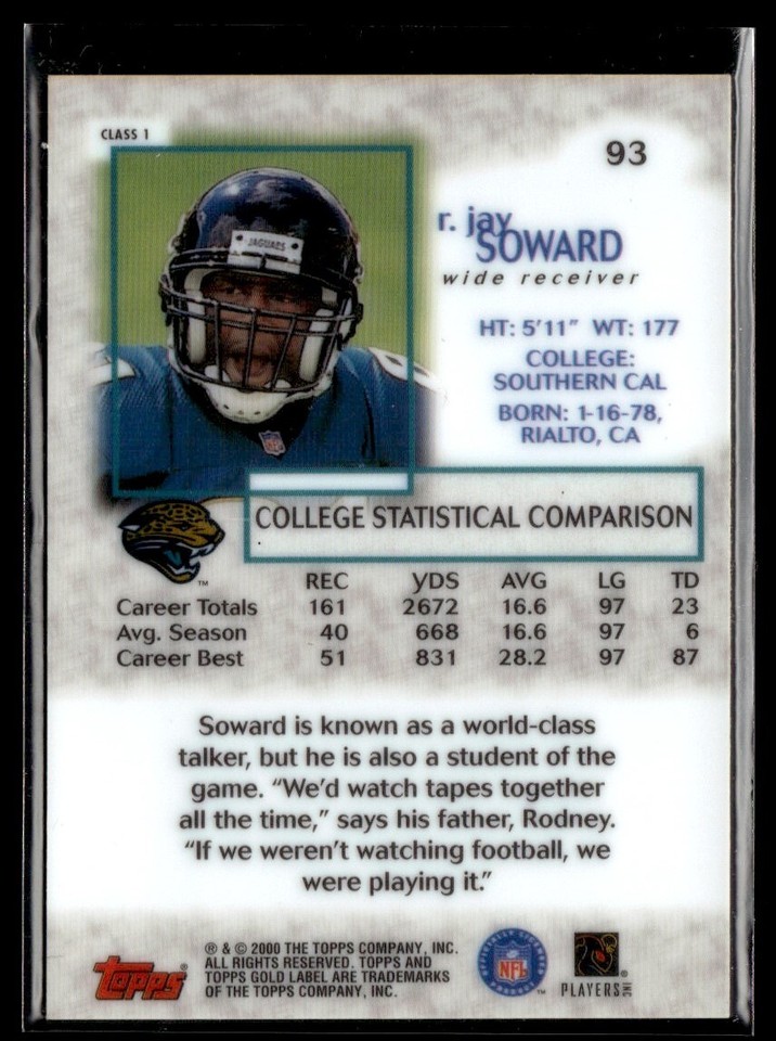 2000 Topps Gold Label R. Jay Soward Cincinnati Bengals #93 | eBay
