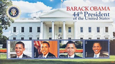 NEVIS BARACK OBAMA STAMPS SHEET MNH 2009 BLACK HISTORY 44TH PRESIDENT ...