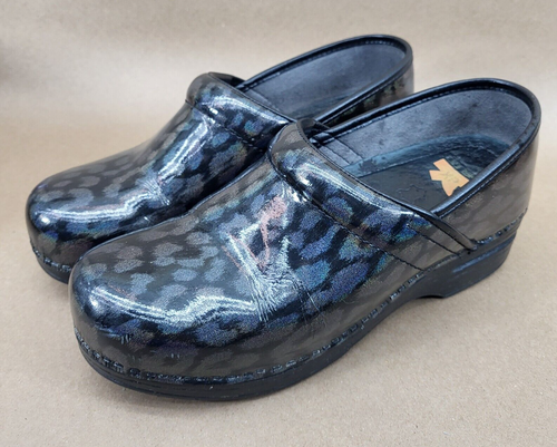 Dansko Shoes Womens SZ 39 Pro XP Clogs Black Leather Animal Print Round ...