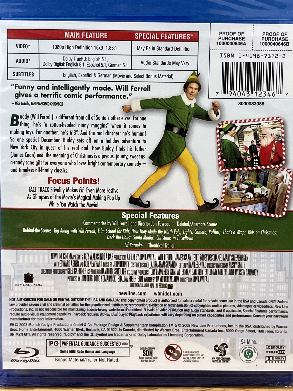 Elf (Blu-Ray, 2008) Will Ferrell James Caan NEW SEALED SEE PICS ...