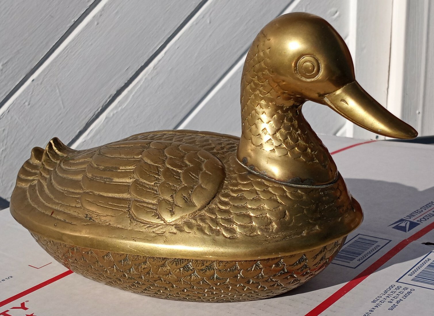 Vintage Large Brass Duck Bird Covered bowl Box Container. Asian art ...