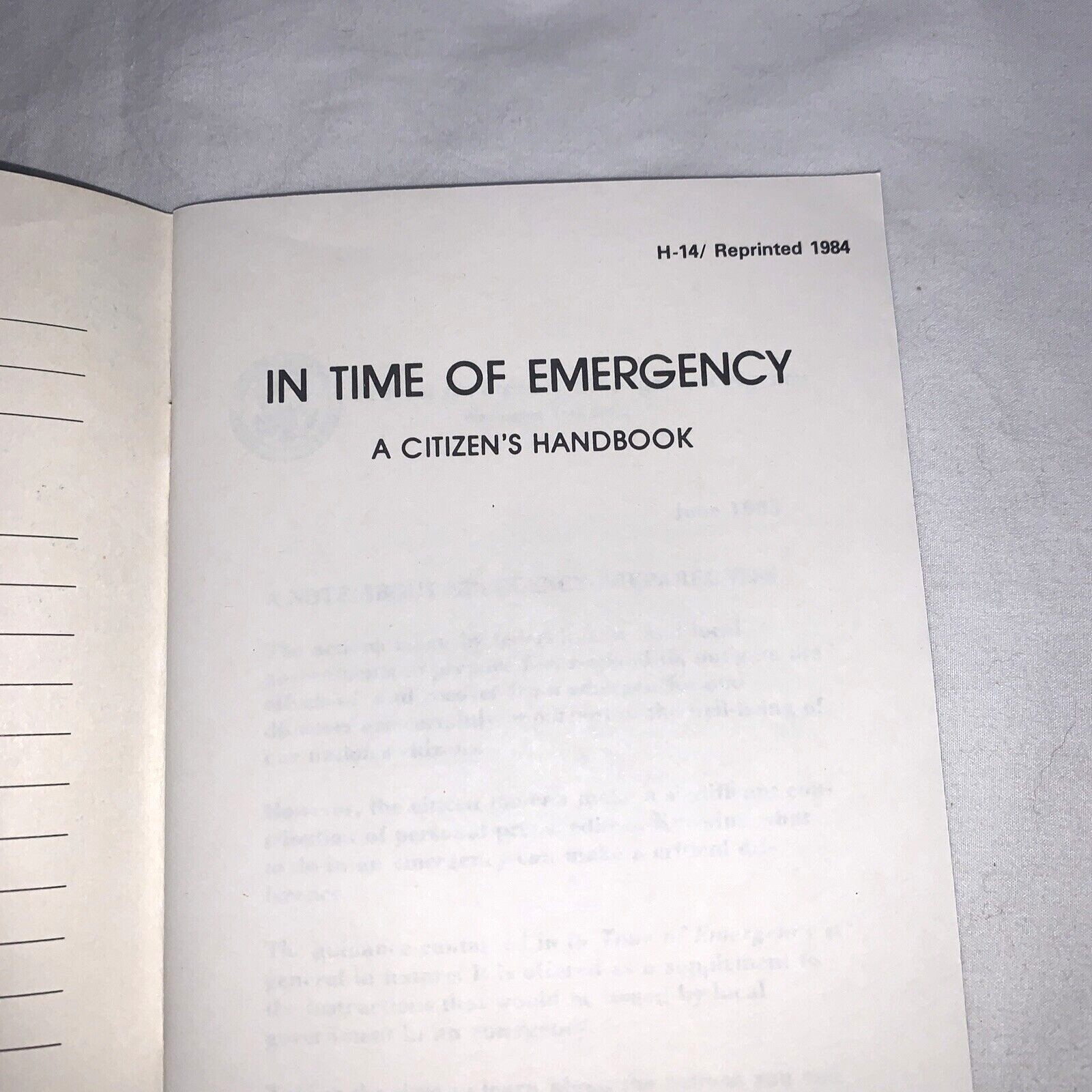 FEMA Booklet Handbook Time Of Emergency Survival Preparedness Vintage ...
