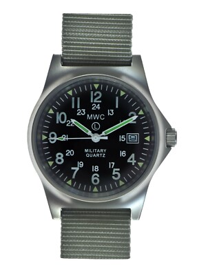 MWC G10LM Military Watch | 50m | 1224 | Screw Case Back | Grey Strap ...
